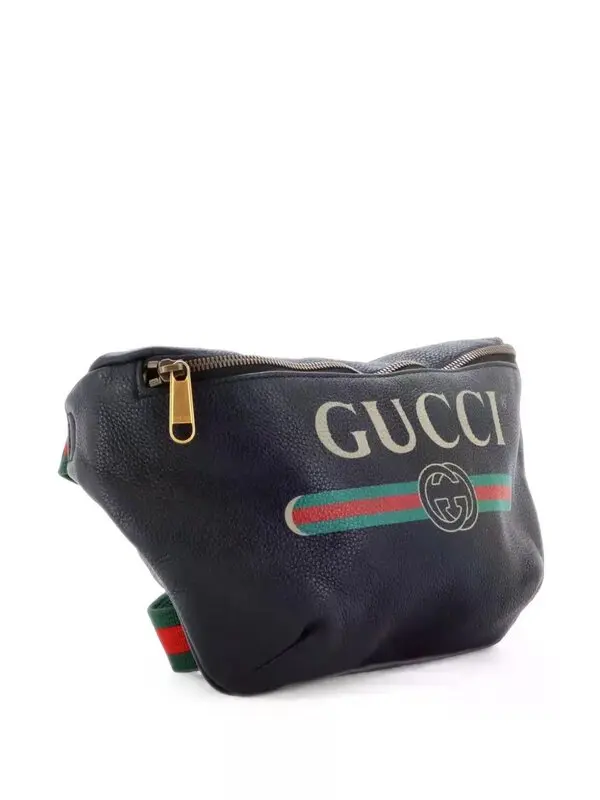 Gucci Logo Printed Leather Medium Belt Bag - Black