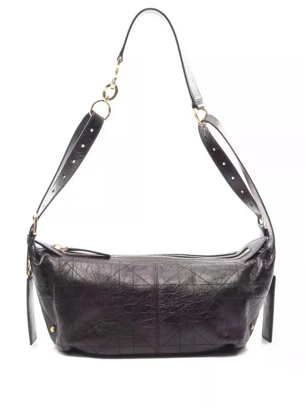 Dior Crinkled Calfskin Macrocannage D-journey Shoulder Bag - Black