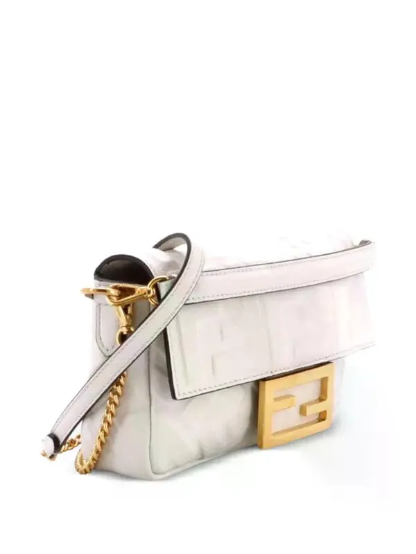 Fendi Embossed Leather Baguette Mini Crossbody Bag