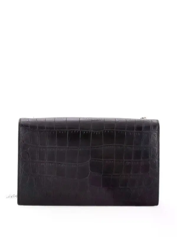 Saint Laurent Classic Monogram Tassel Crocodile Embossed Leather Medium Crossbody Bag