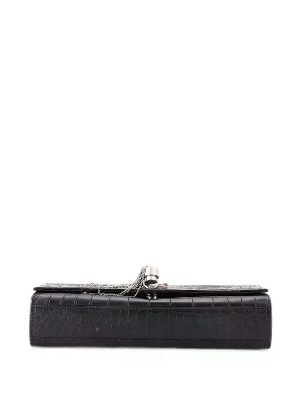 Saint Laurent Classic Monogram Tassel Crocodile Embossed Leather Medium Crossbody Bag