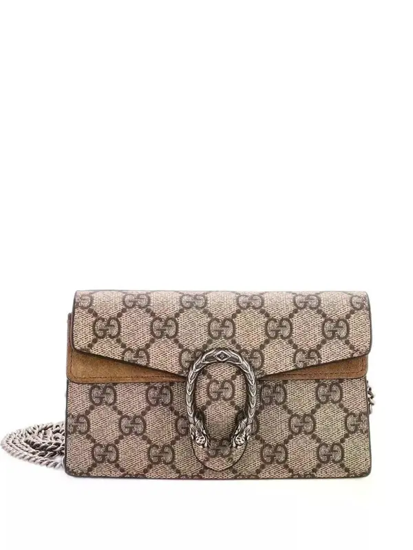 Gucci Dionysus Bag Gg Coated Canvas Super Mini Cross Body Bag - Brown
