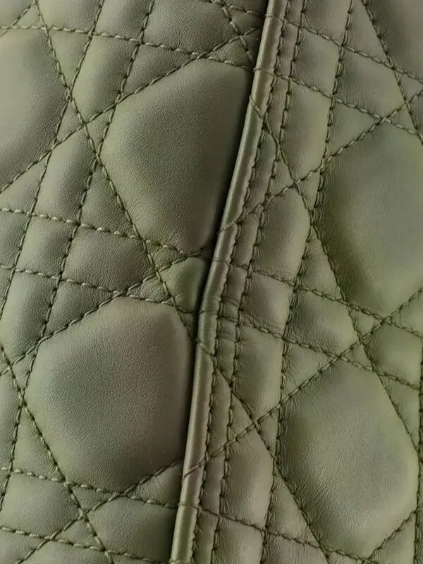 Dior Ultra Matte Cannage Quilt Calfskin Medium Satchel Bag - Green
