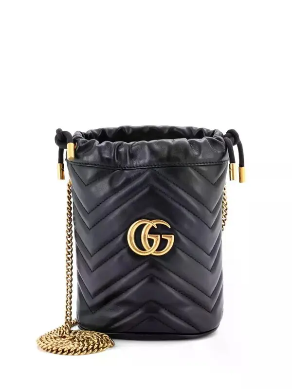 Gucci Gg Marmont Matelasse Leather Mini Bucket Bag - Black