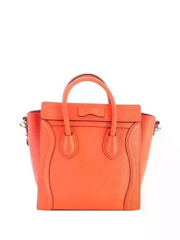 Celine Grainy Leather Luggage Nano Crossbody Bag - Orange