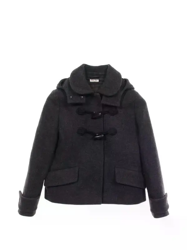 Miu Miu Hooded Duffle Coat - Grey