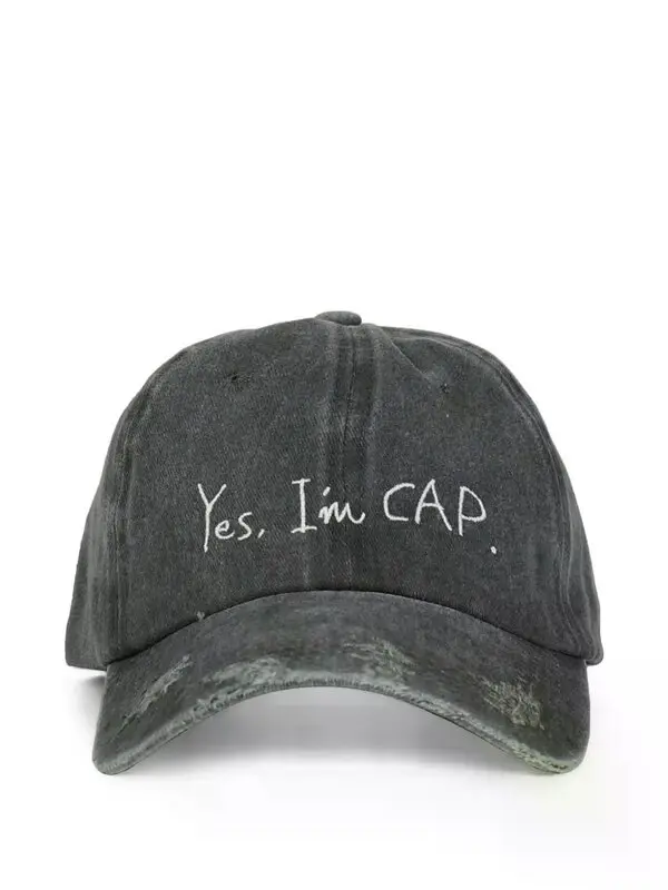 CAPTURE GALLERY Distressed Embroidered Cap - Grey