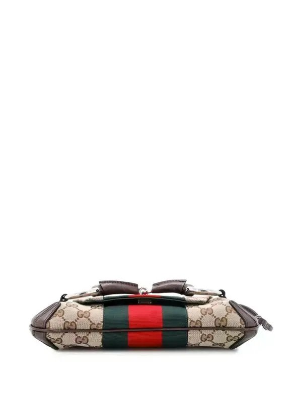 Gucci Horsebit Web Chain Clutch Gg Canvas - Brown
