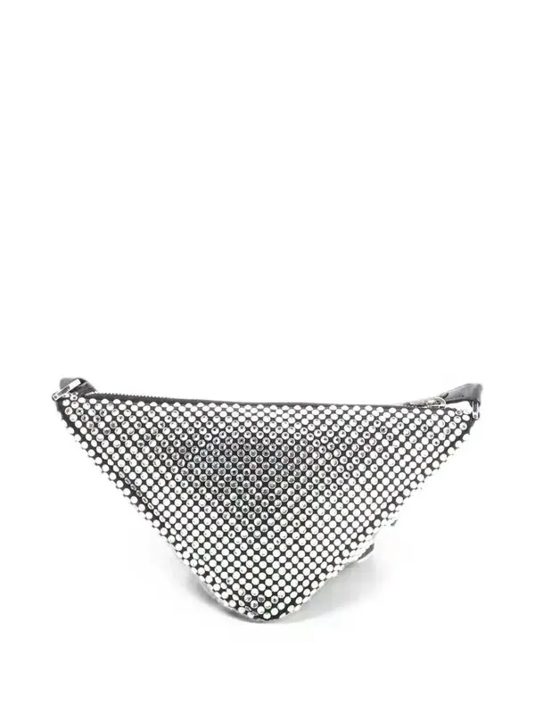 Prada Triangle Top Handle Pouch Bag Crystal Embellished Satin Mini Satchel