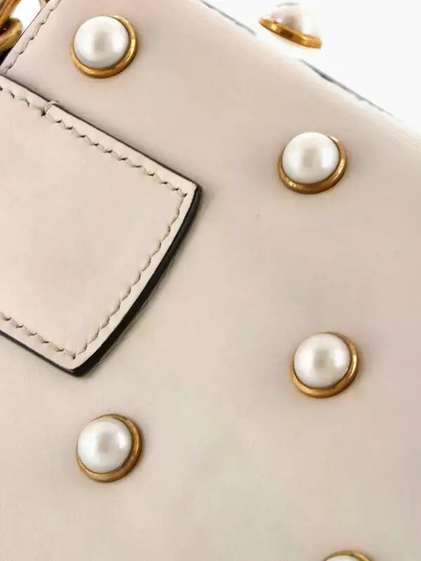 Gucci Broadway Pearly Bee Embellished Leather Mini Shoulder Bag