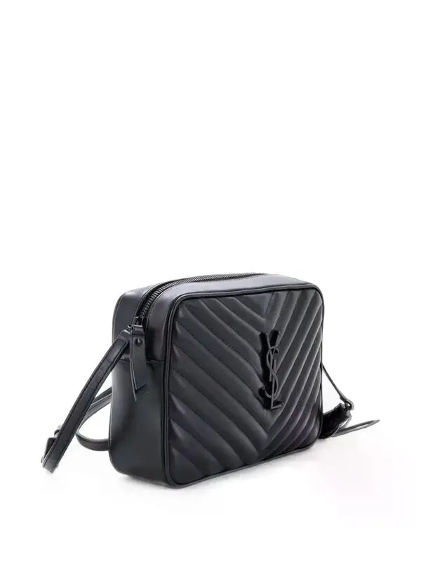 Saint Laurent Matelassé Chevron Leather Lou Camera Cross Body Bag - Black