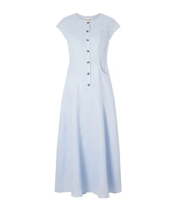 Saloni Sierra Linen Midi Dress
