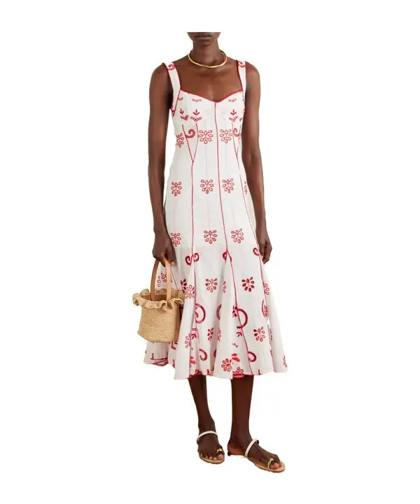 Charo Ruiz Ibiza Tiered Broderie Anglaise Midi Dress