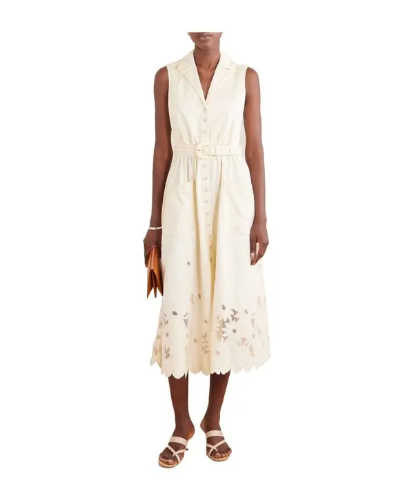 Saloni Embroidered Poplin Midi Dress