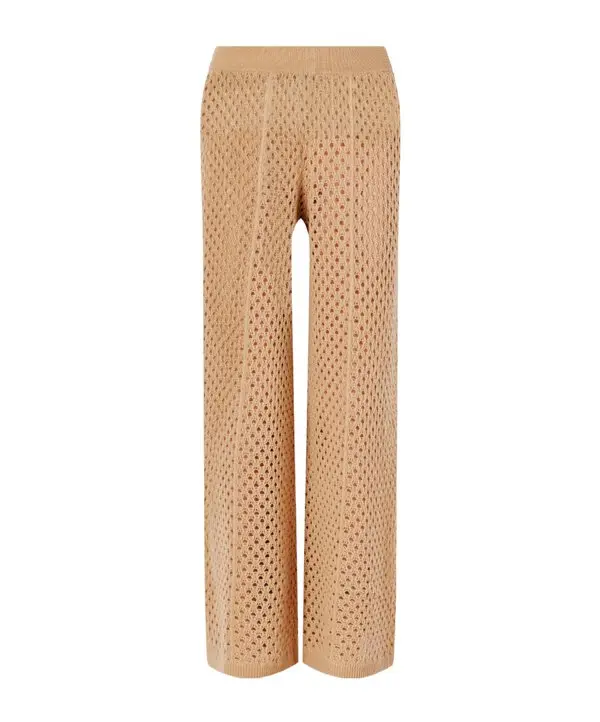 ALLUDE Crochet-knit Wool And Cashmere-blend Wide-leg Pants - No
