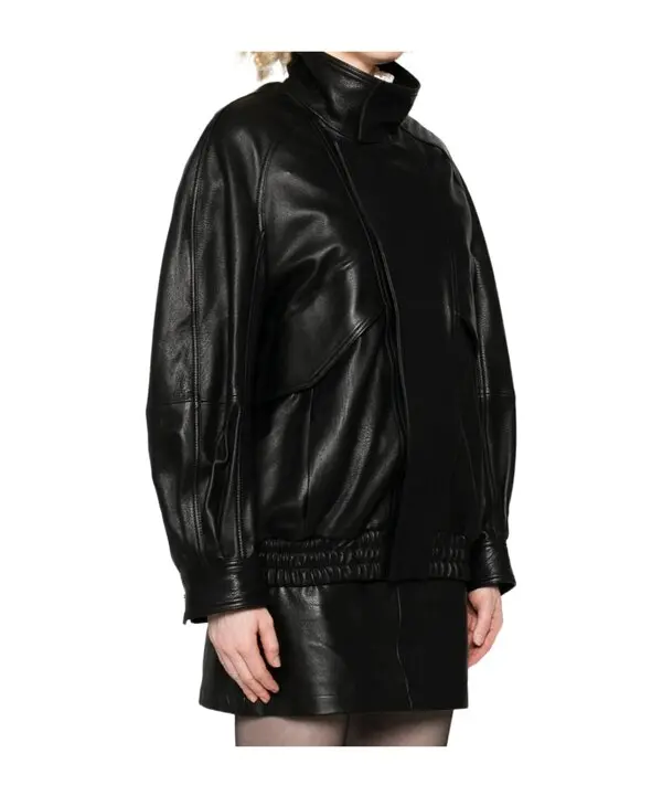 Nour Hammour Long-sleeve Leather Jacket