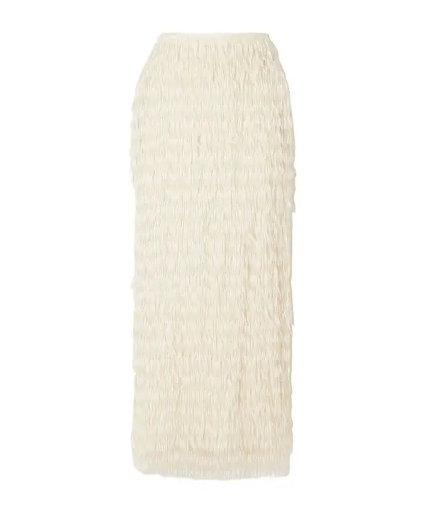 Maticevski Resonate Fringed Satin Midi Skirt