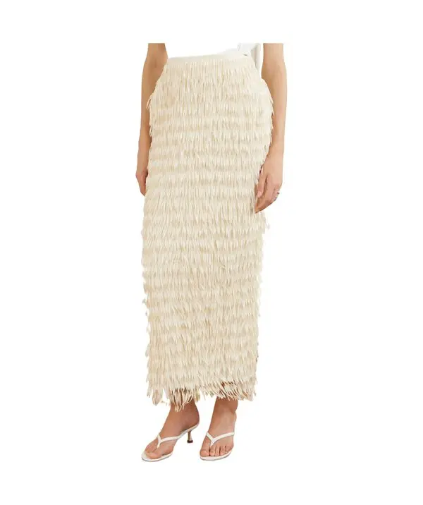 Maticevski Resonate Fringed Satin Midi Skirt