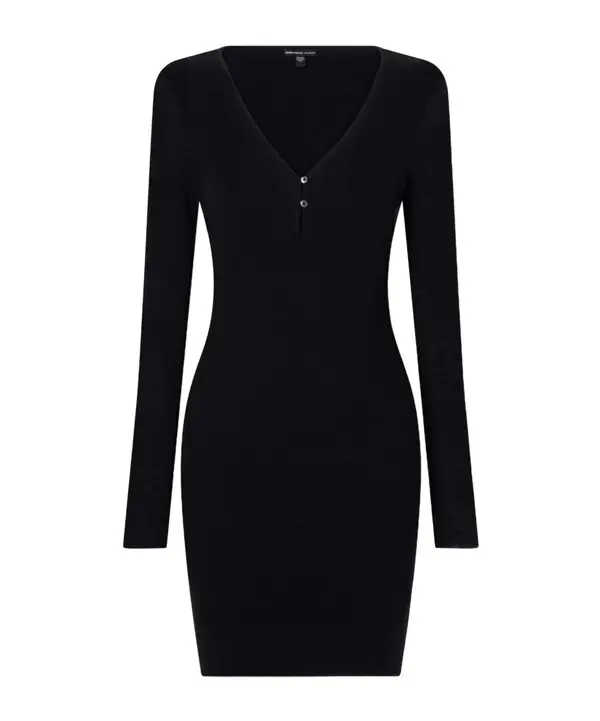 JAMES PERSE Ribbed Cotton And Cashmere-blend Mini Dress - Black