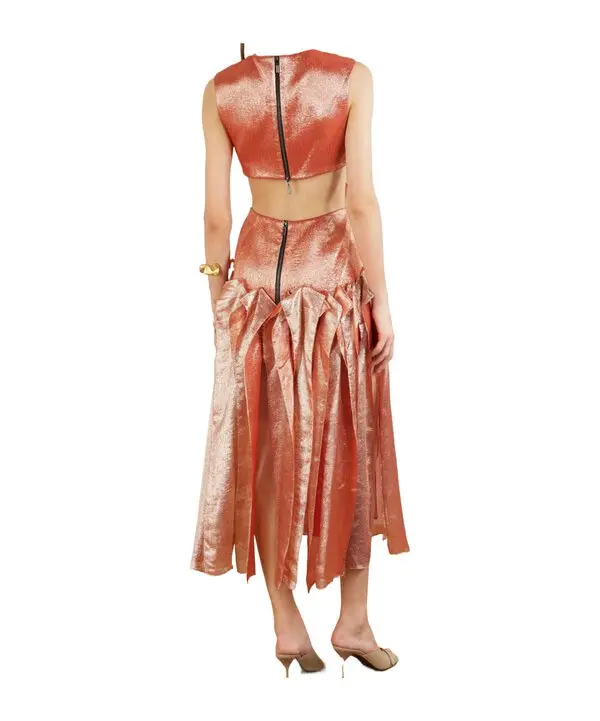 Maticevski Trailblaze Ruffled Metallic Brocade Gown