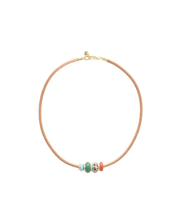 Assouline Multibead Leather Necklace - Yellow