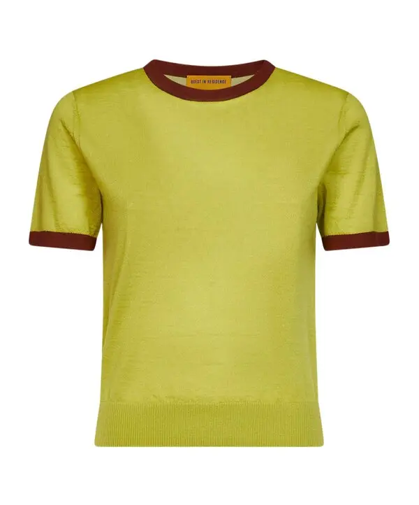 Guest In Residence Color-contrast Piped Knit T-shirt