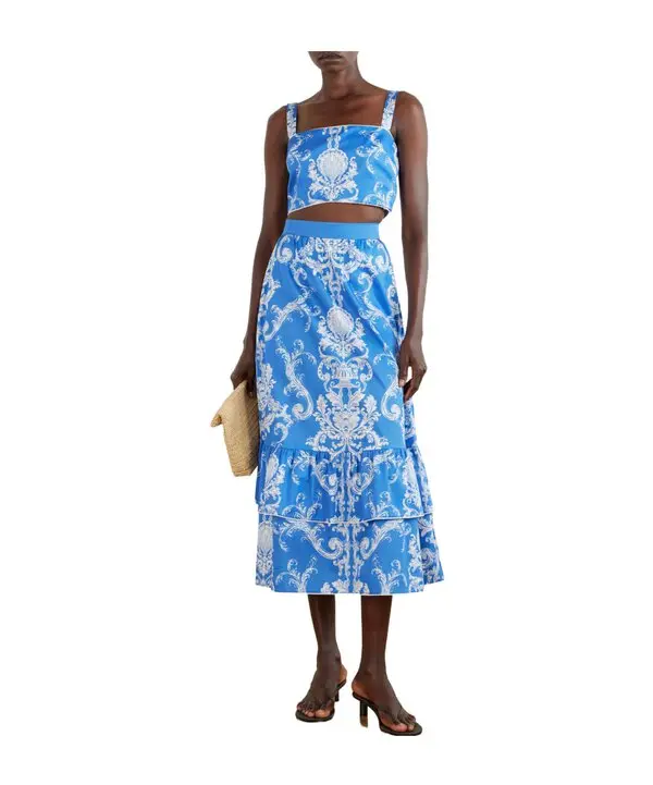Borgo De Nor Printed Cotton Midi Skirt