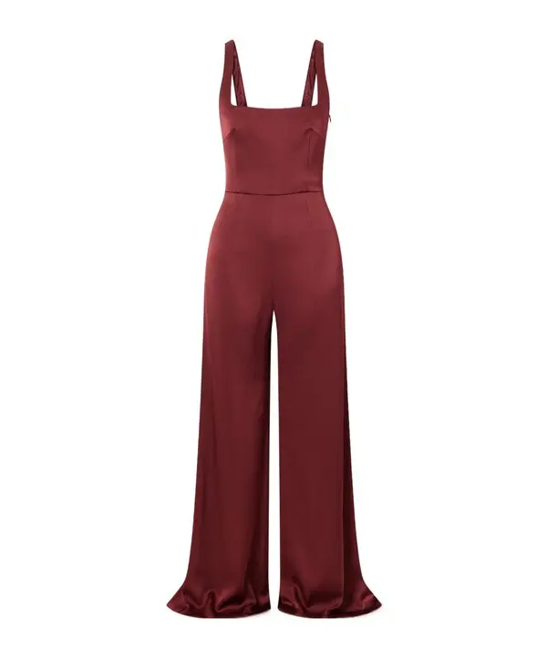 Galvan Burgundy Squareneck Cami Jumpsuit - Brown