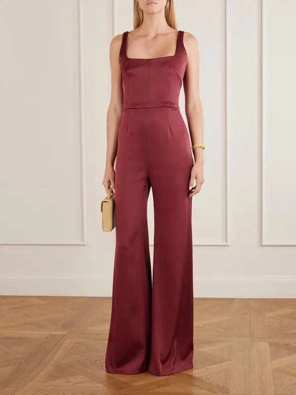 Galvan Burgundy Squareneck Cami Jumpsuit