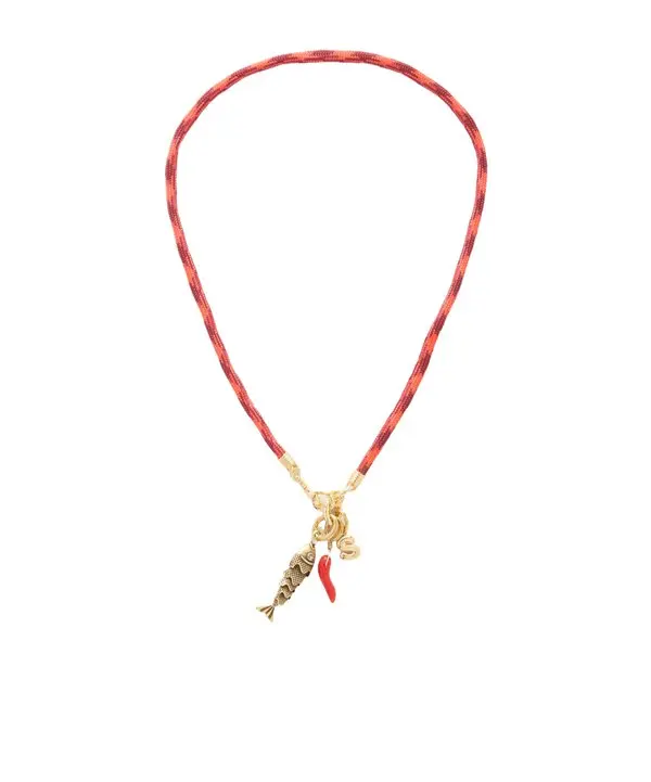 Assouline Gold-tone And Cubic Zirconia Necklace - Red
