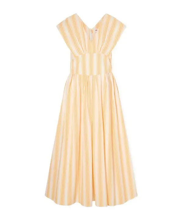 Rosie Assoulin Gathered Striped Cotton-taffeta Midi Dress - No