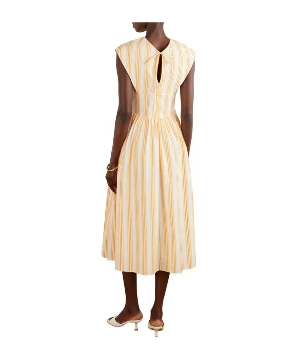 Rosie Assoulin Gathered Striped Cotton-taffeta Midi Dress - No