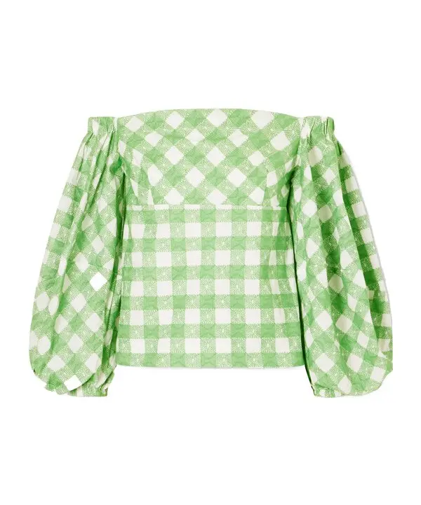 Rosie Assoulin Off-the-shoulder Checked Cotton Blouse - No