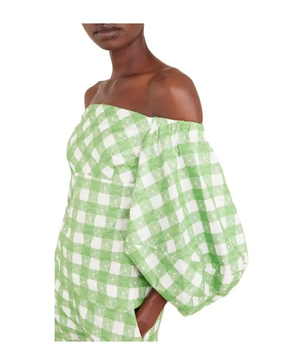 Rosie Assoulin Empire Balloon Checked Cotton Blouse - No