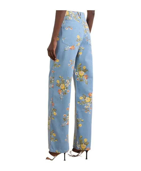 Veronica Beard Floral-print High-rise Wide-leg Jeans