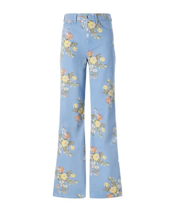 Veronica Beard Floral-print High-rise Wide-leg Jeans - No