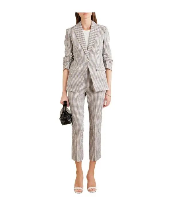 Veronica Beard Checked Cotton-seersucker Skinny Pants