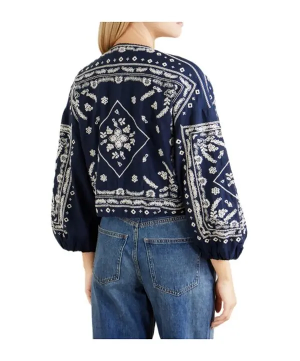 Veronica Beard Cropped Embroidered Cotton-blend Poplin Jacket
