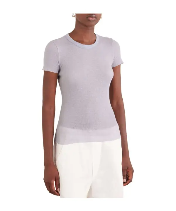 JAMES PERSE Ribbed Cotton And Cashmere-blend T-shirt - White