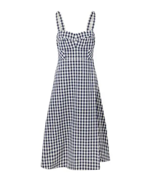 Veronica Beard Checked Stretch-cotton Cloqué Midi Dress