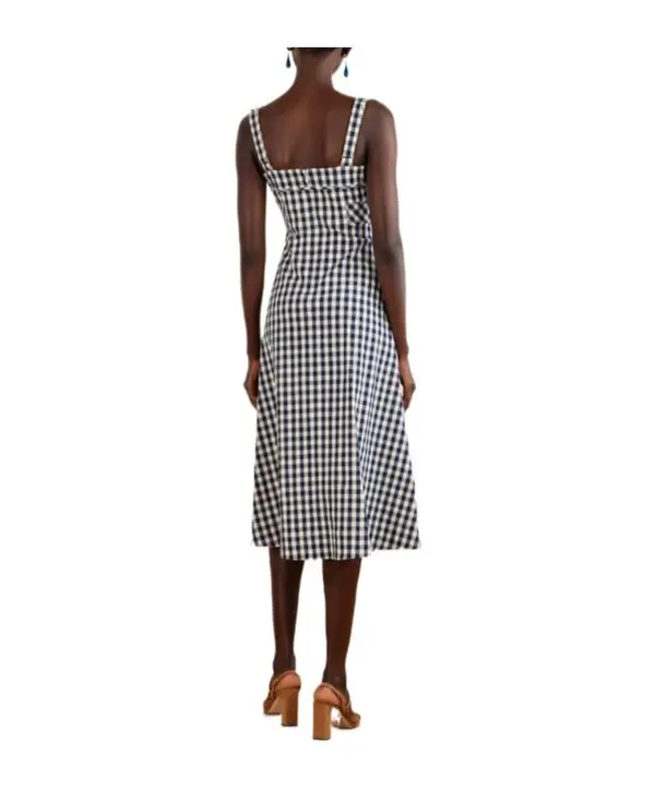 Veronica Beard Checked Stretch-cotton Cloqué Midi Dress