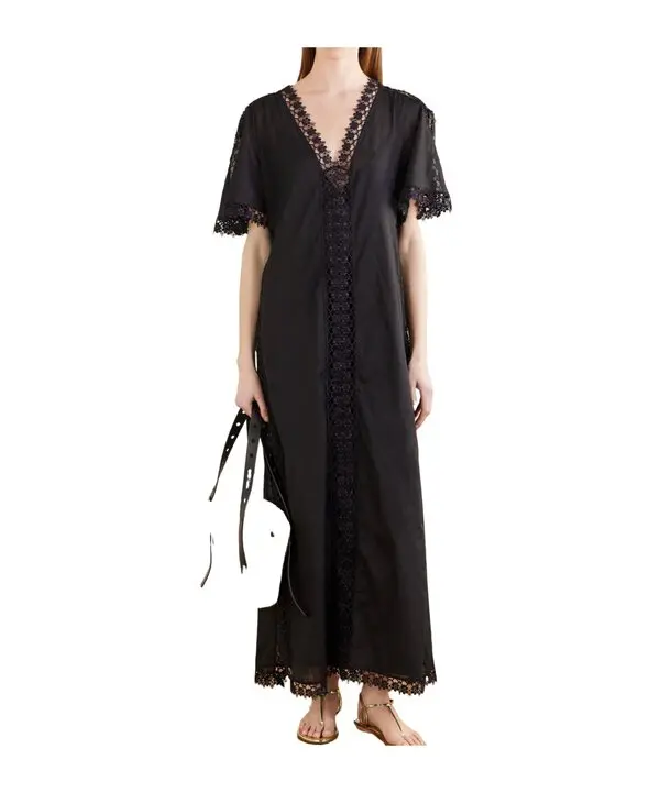 Charo Ruiz Ibiza Saena Lace-trim Maxi Tunic Dress