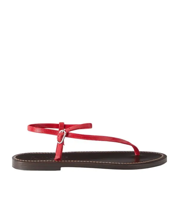 K.JACQUES Vassili Snake-effect Leather Flat Sandals