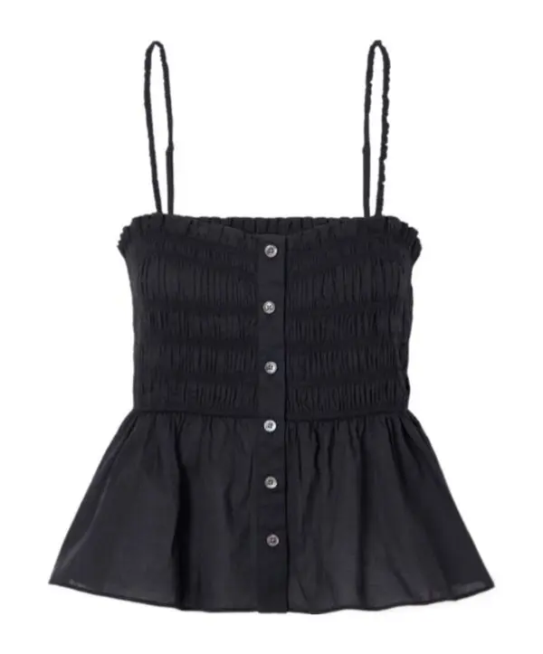 Veronica Beard Shirred Tiered Cotton-poplin Top