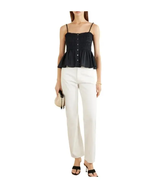 Veronica Beard Shirred Tiered Cotton-poplin Top