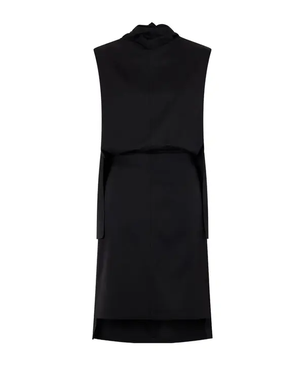 Brandon Maxwell Gathered Wool-twill Turtleneck Mini Dress