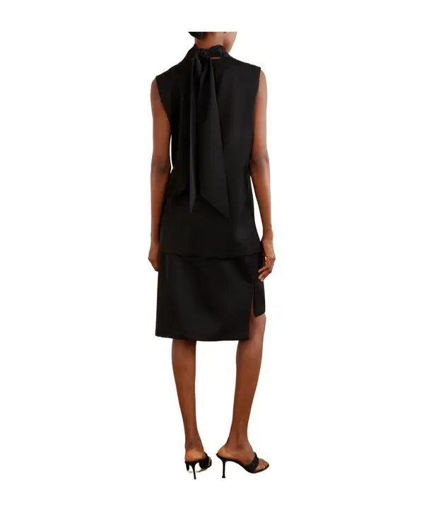 Brandon Maxwell Gathered Wool-twill Turtleneck Mini Dress