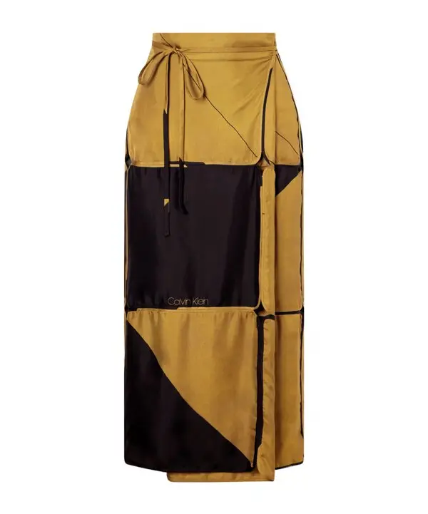 Calvin Klein Silk-twill Wrap Midi Skirt - No