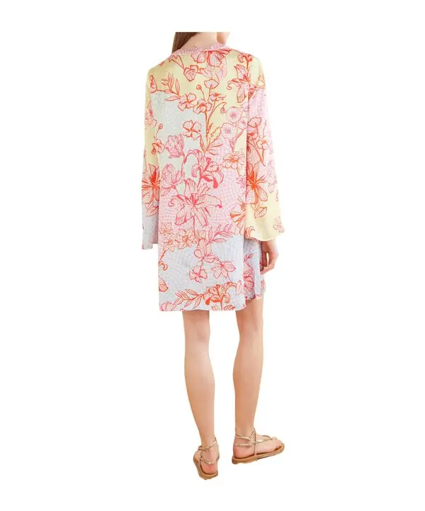 MARY KATRANTZOU Checked Floral-print Satin Midi Dress