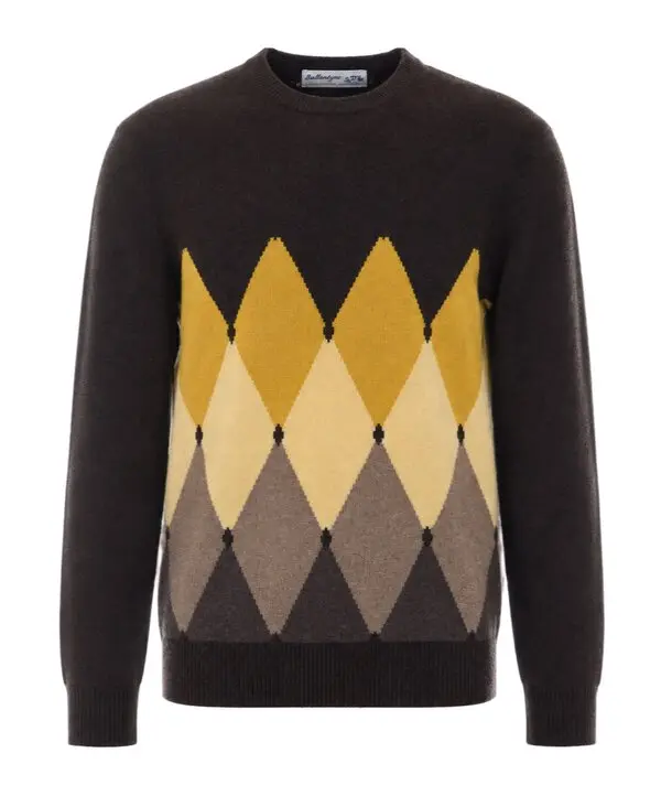 BALLANTYNE Argyle Crewneck Knitted Sweater - Black